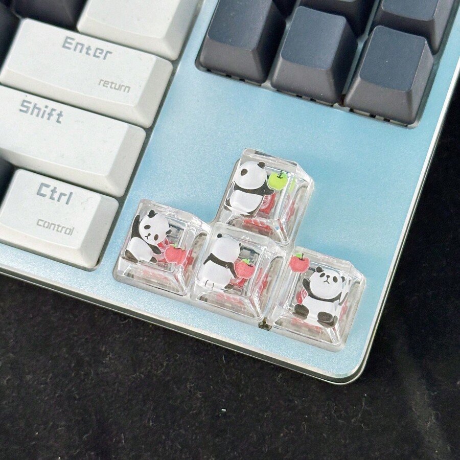 4pcs Handmade Translucent ABS Resin White Panda Keycaps For Mechanical ...