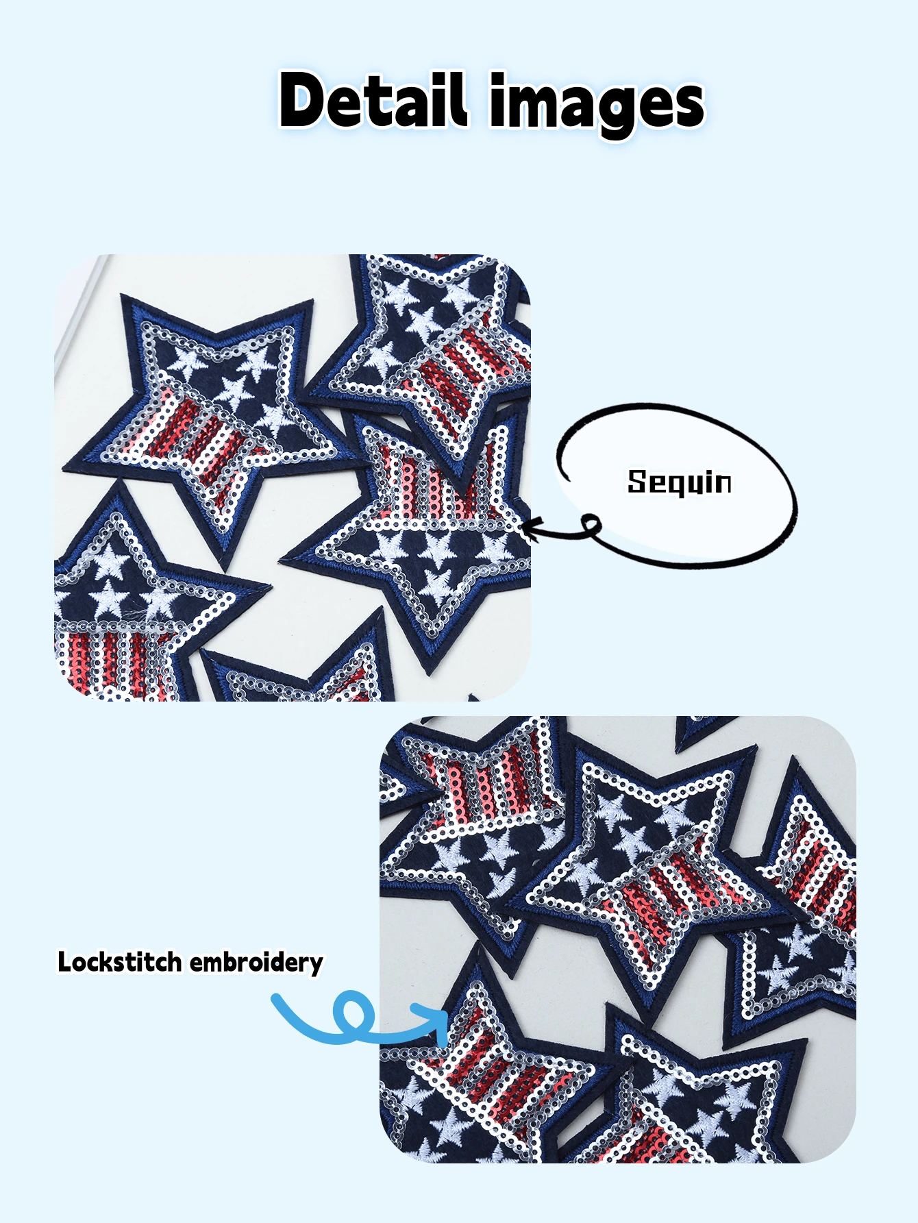 10 Sequins, Stars, Multi-Color National Flag, Stars, Cute Cloth ...