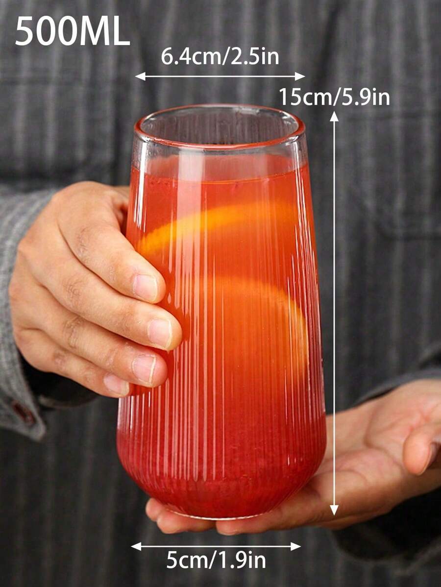 كأس زجاجي على شكل خطوط عمودية بأسلوب كوري، كأس حليب زجاجي عالي ...