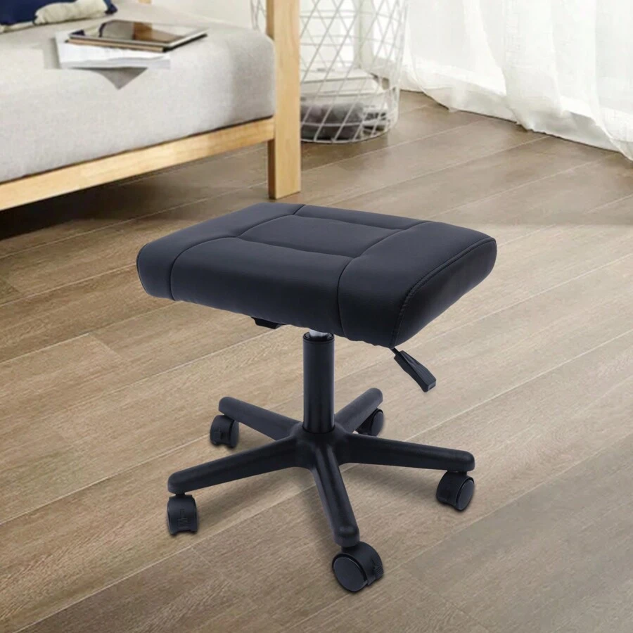 Footstool With Wheels Adjustable Rolling Office Footrest 360° Rotating ...