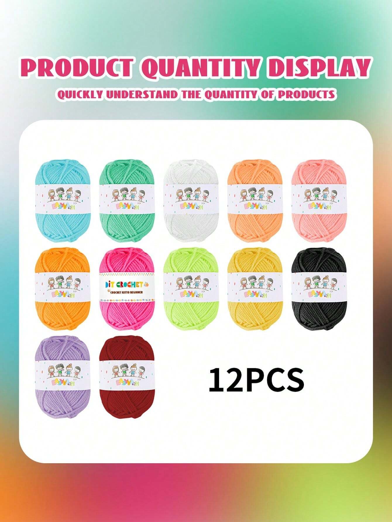 12 Colors DIY Knitting Yarn, For Handmade Creative Weaving Using Shiny ...