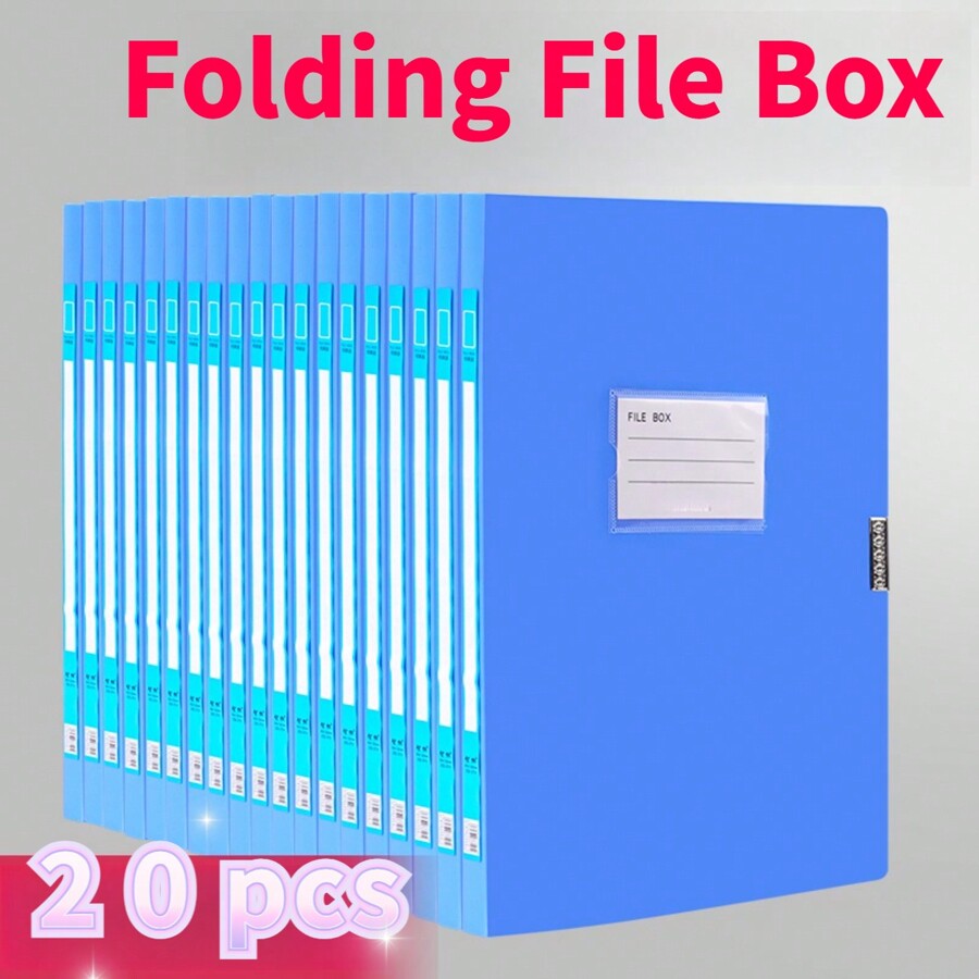 Large Capacity Foldable 75mm Blue Document Box, Thickened 55mm File Box ...