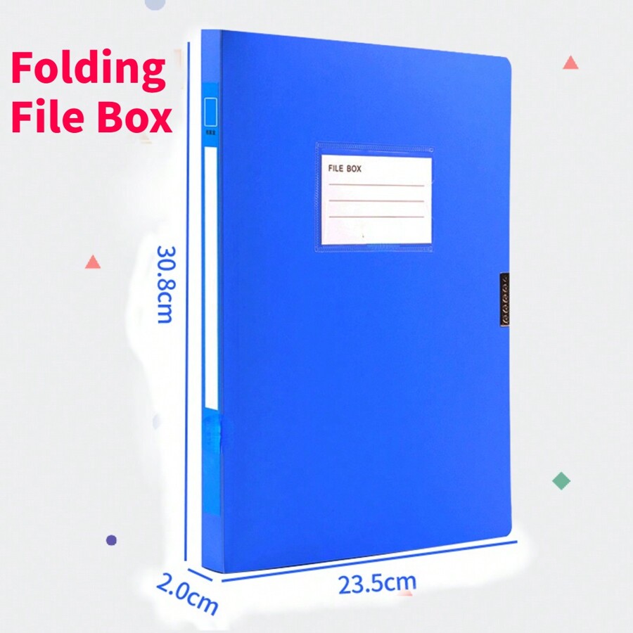 Large Capacity Foldable 75mm Blue Document Box, Thickened 55mm File Box ...