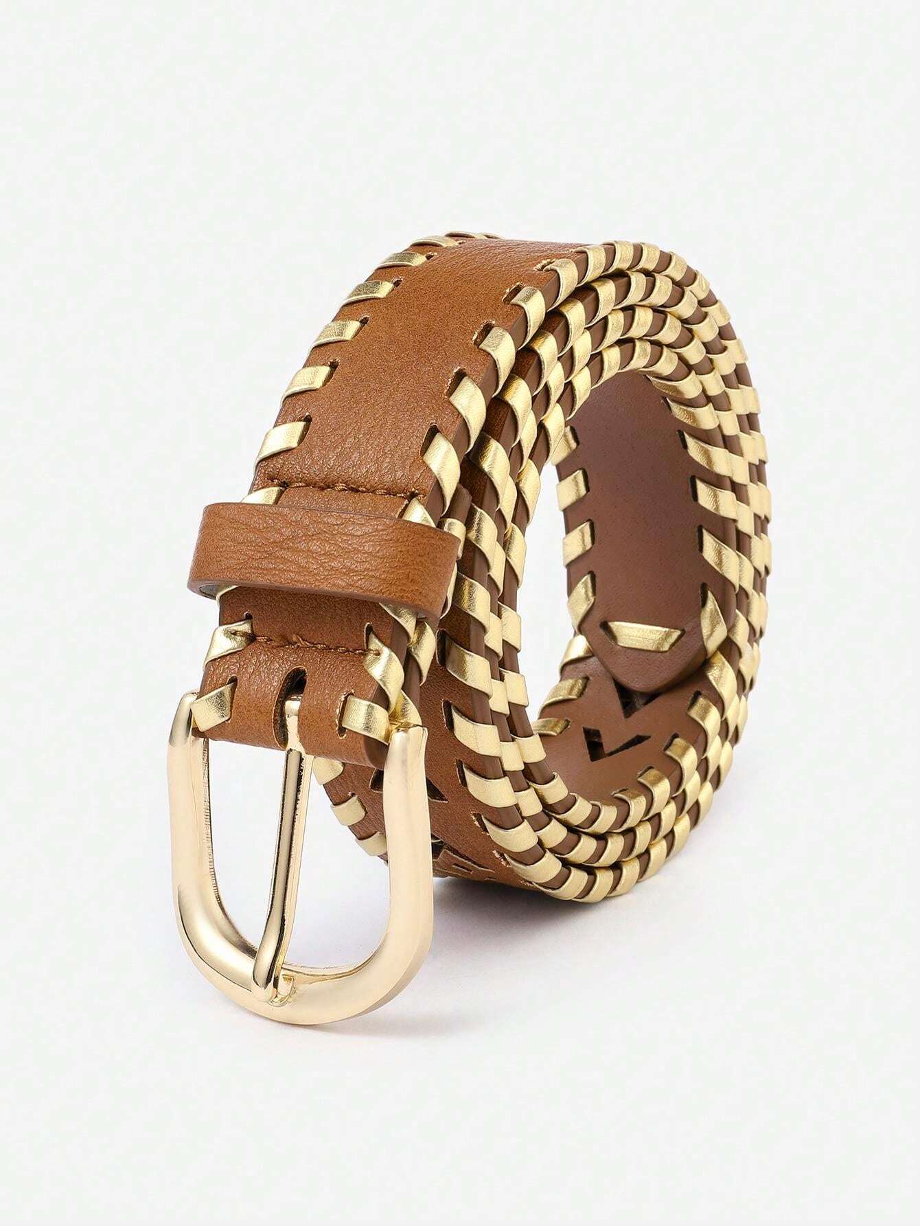Cintos de Moda de Senhora com Borda Dourada Trançada | SHEIN Brasil
