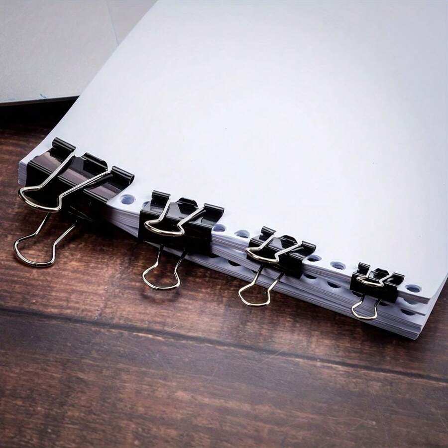 Binder Clips, 100 Pc, Assorted Sizes, Black, Paper Binder Clips, Paper ...