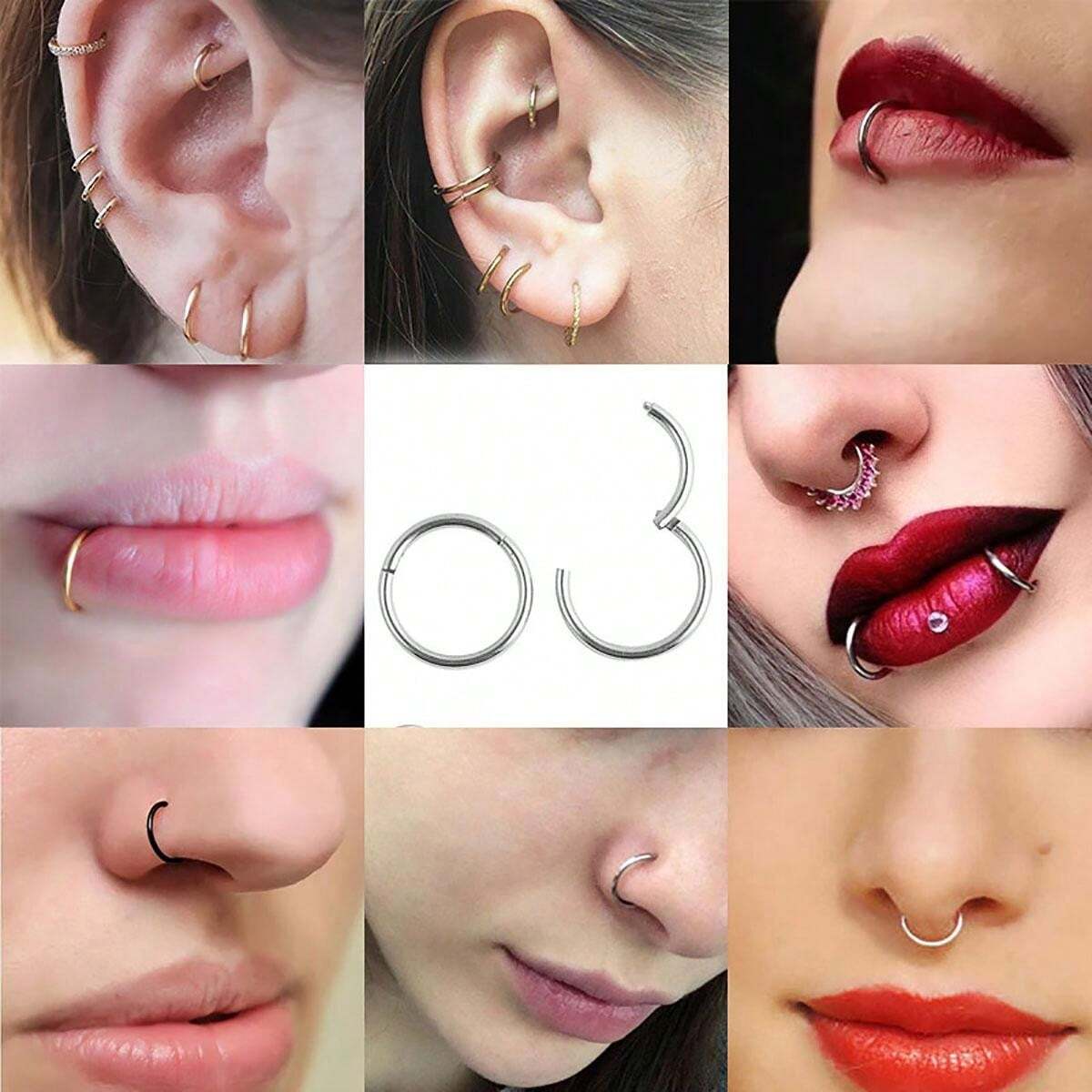 1pc New Closed Loop Nose Ring/Earring, 0.6/0.8/1/1.2/1.4mm Thickness ...