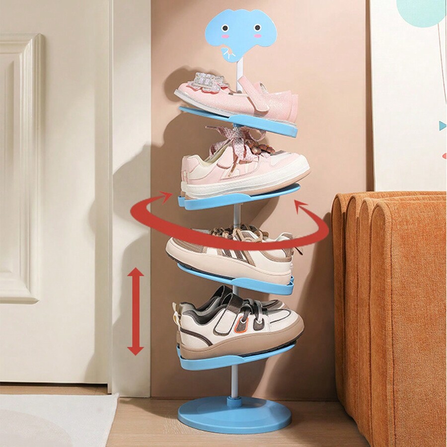 1Pc 4 Grid Kids Shoe Storage Rack Floor-Standing Plastic Creative Shoe ...