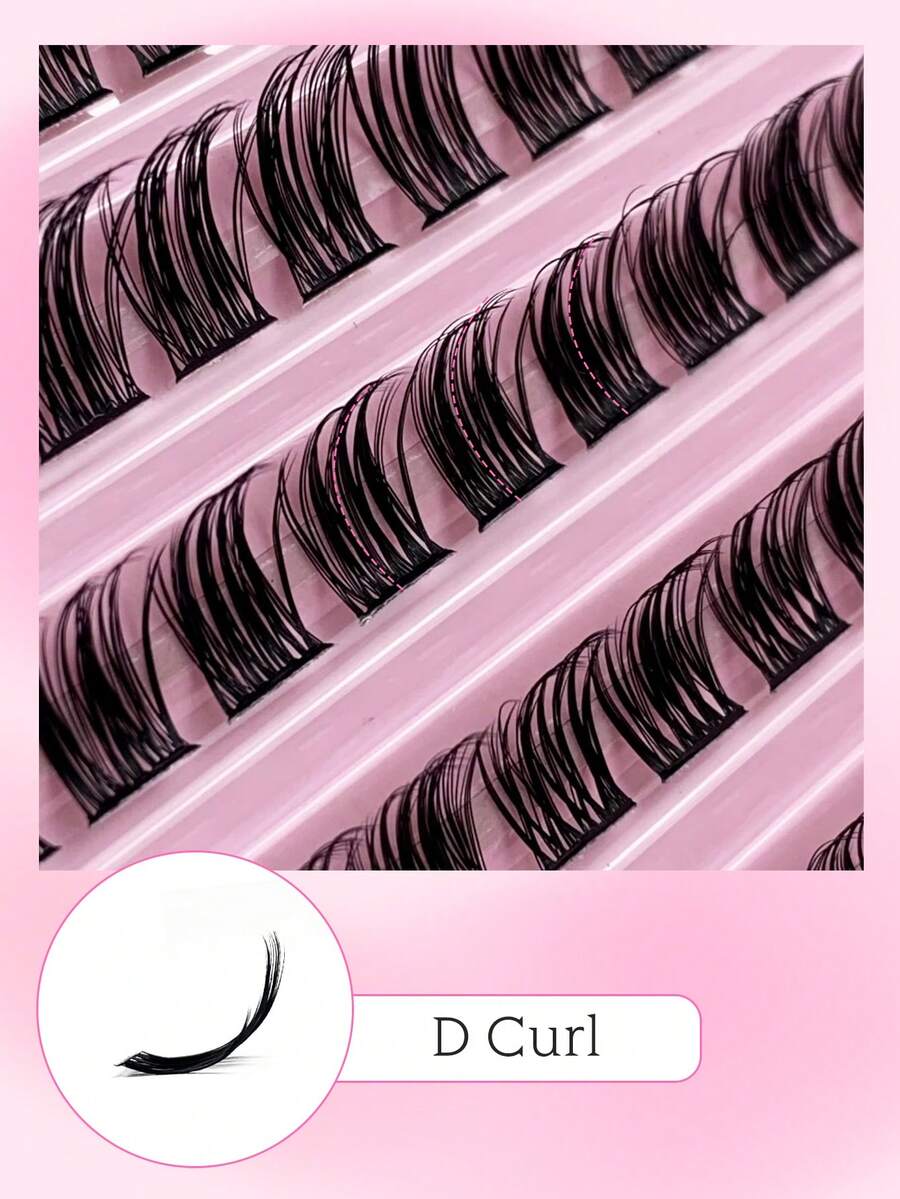 Natural D Curl Cluster Eyelash Extensions, 8-16mm Mixed Length, Ultra-Light Volume False Lashes ...