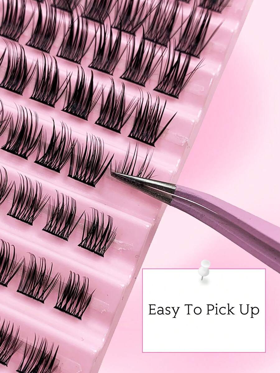Natural D Curl Cluster Eyelash Extensions, 8-16mm Mixed Length, Ultra ...