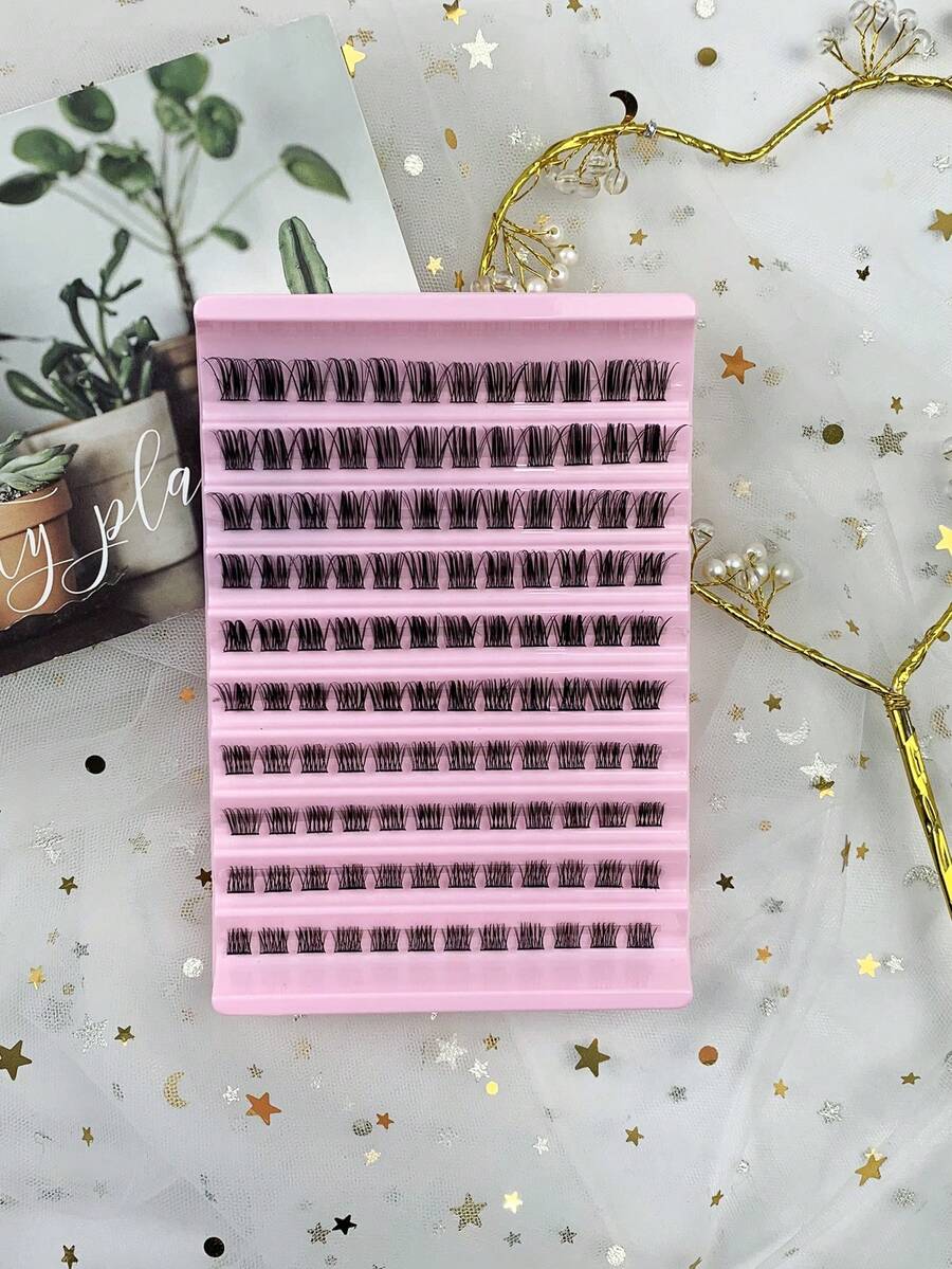 Natural D Curl Cluster Eyelash Extensions, 8-16mm Mixed Length, Ultra-Light Volume False Lashes ...