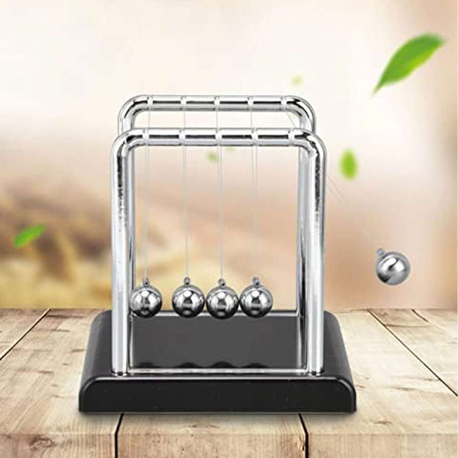 Newton's Cradle, Classic Pendulum With 5 Balls, Decorative Physics ...