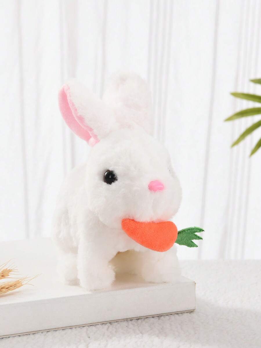 Plush Electric Toy Long-Haired Carrot Bunny Made Of Fur And Mechanism ...
