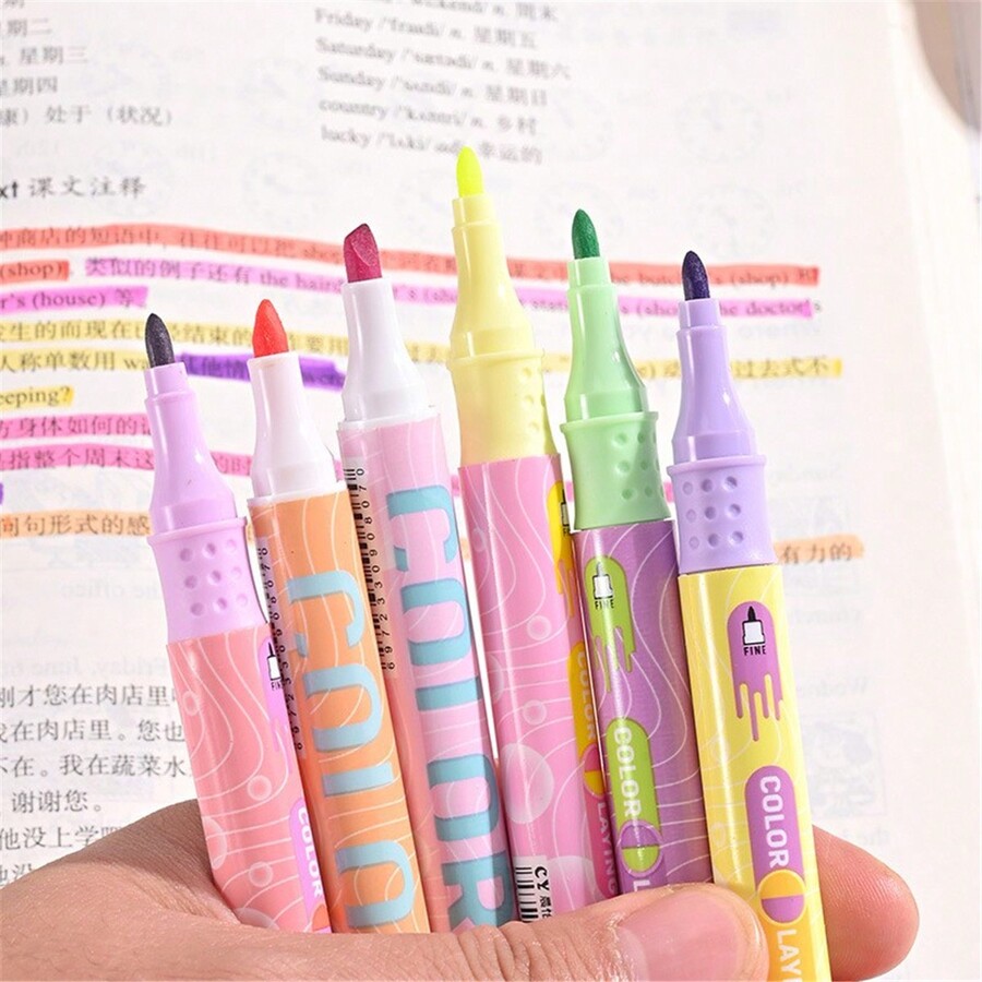 6pcs Color Laying Magic Highlighter Pen, Color Overlay Highlight Pens ...
