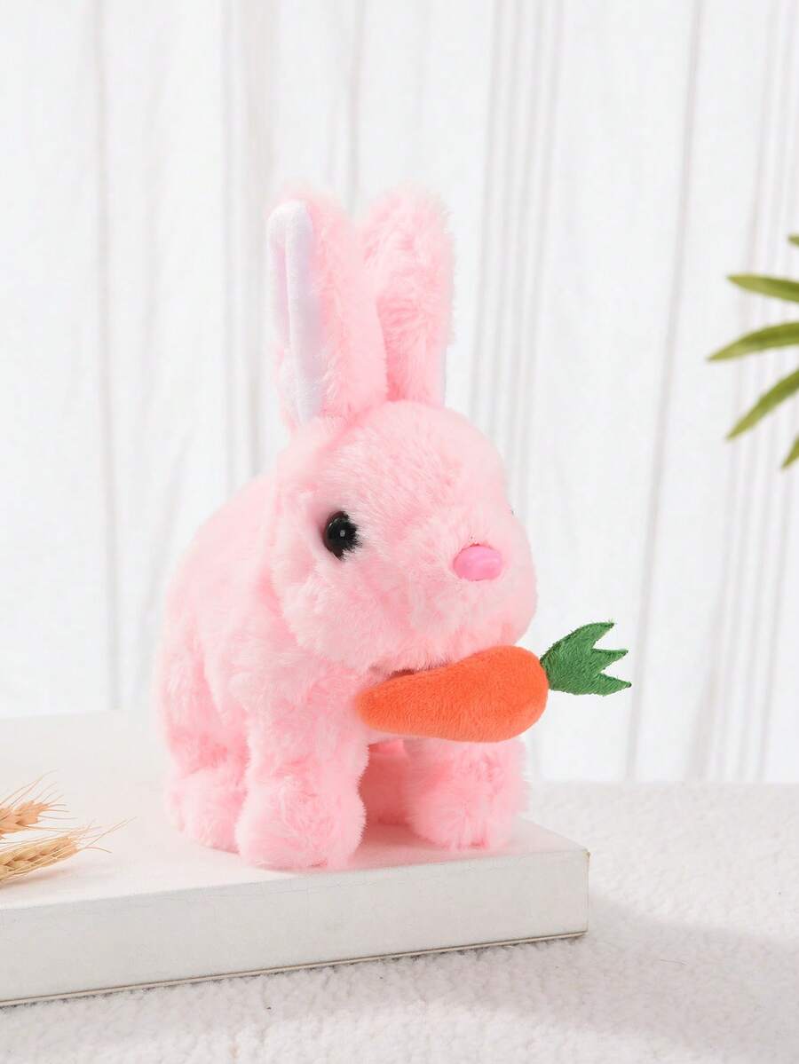Plush Electric Toy Long-Haired Carrot Bunny Made Of Fur And Mechanism ...
