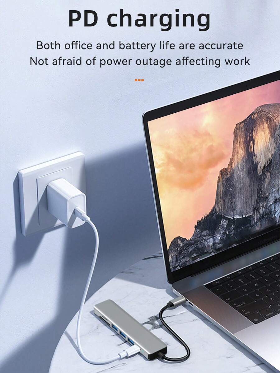 7 In 1 USB C HUB 4K 30Hz Type C To HDMI-Compatible USB 3.0 2.0 Adapter ...