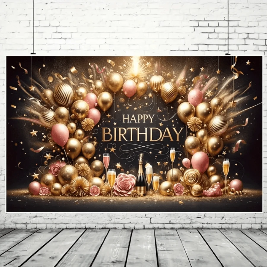 1pc, Happy Birthday Background Photo Props, Happy Birthday Banner Decor ...