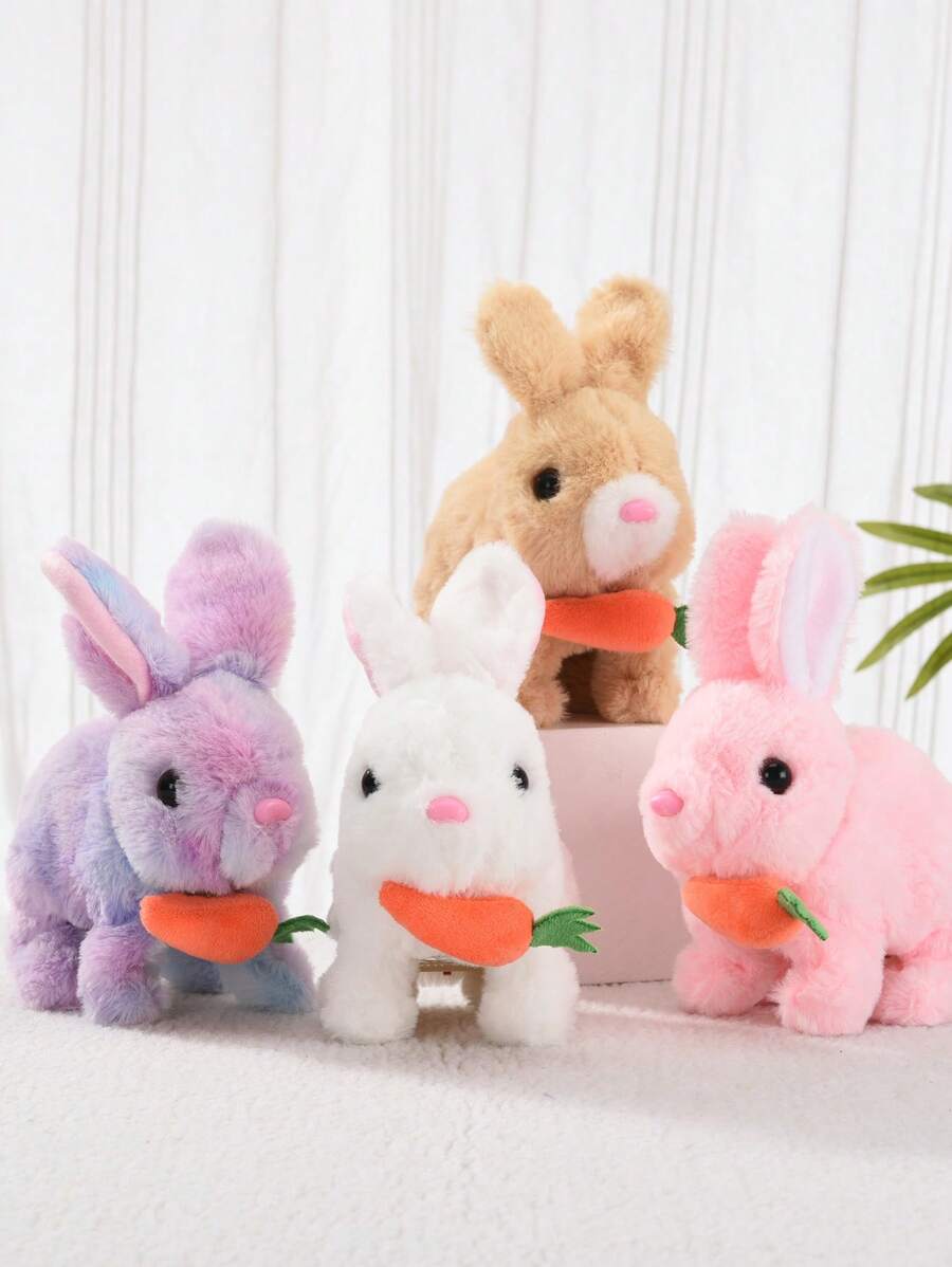 Plush Electric Toy Long-Haired Carrot Bunny Made Of Fur And Mechanism ...