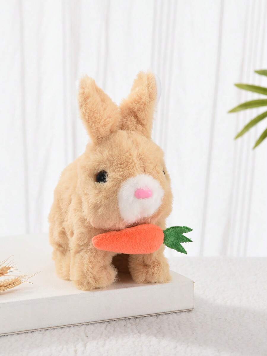 Plush Electric Toy Long-Haired Carrot Bunny Made Of Fur And Mechanism ...