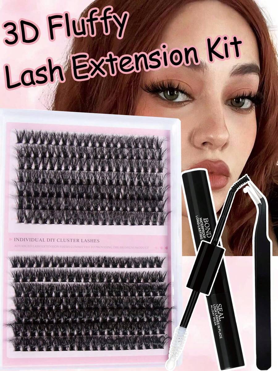 Eyelash Extension Kit Fluffy Lash Extension Kit D Curl Lash Clusters ...