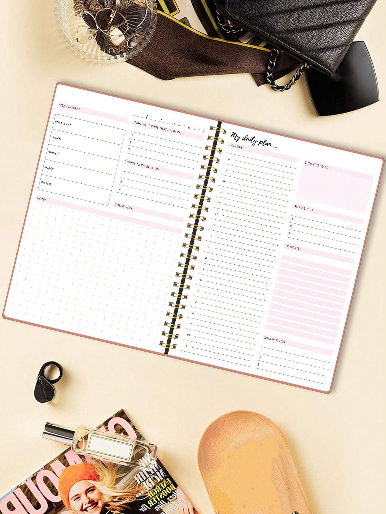 1 Packed Daily Planner Notebook - Spiral-Bound To-Do Tracker, Undated ...