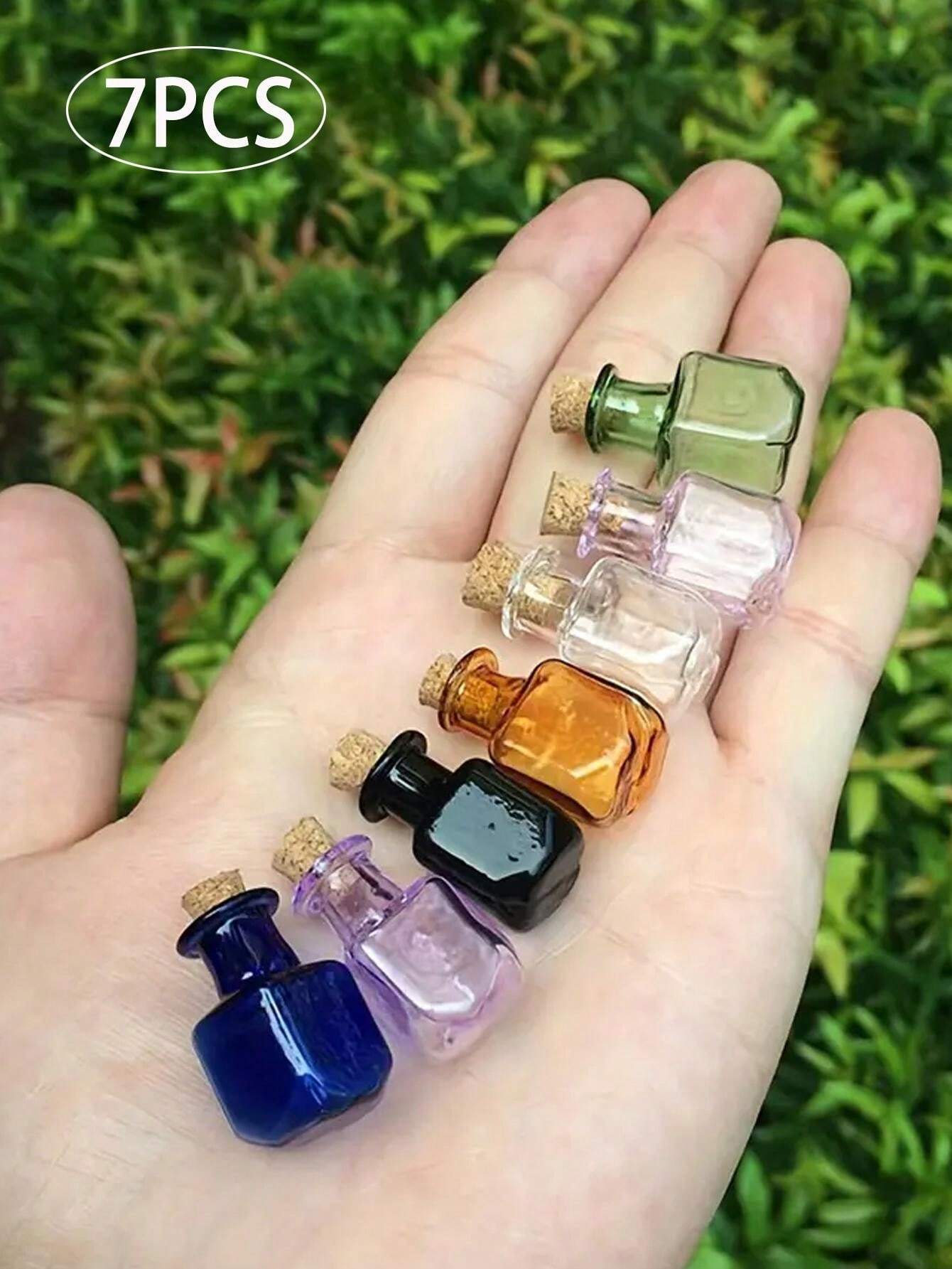 7pcs Mini Glass Rectangle Vials Set - Colorful, Assorted 7-Color Tiny ...