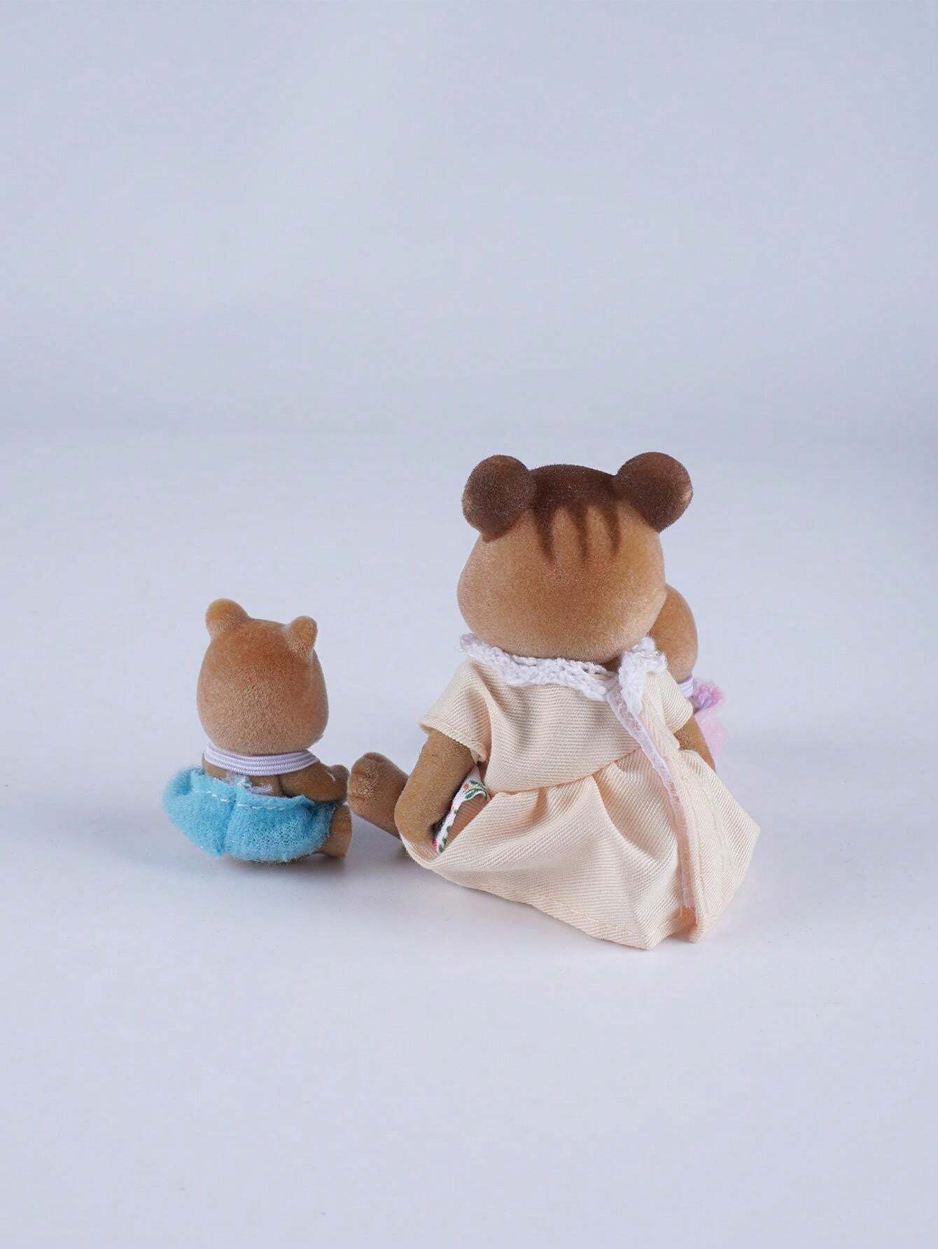 Stomle Family 4pcs Mini Squirrel Family Furry Flocked Dolls Set For DIY ...