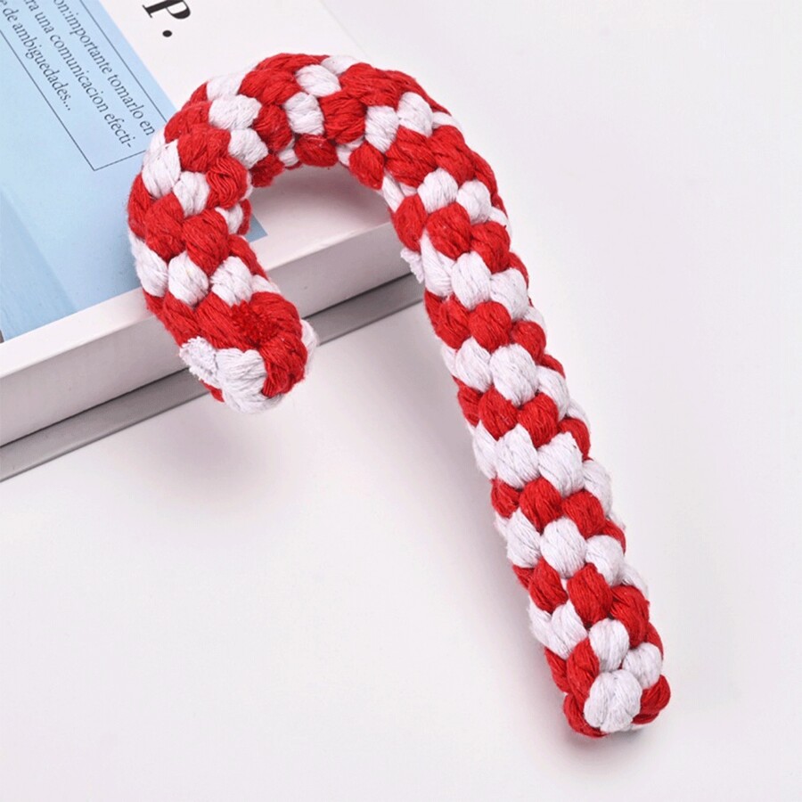 1pc Creative Christmas Candy Cane Dog Toy, Rope Braided Pet Toy ...