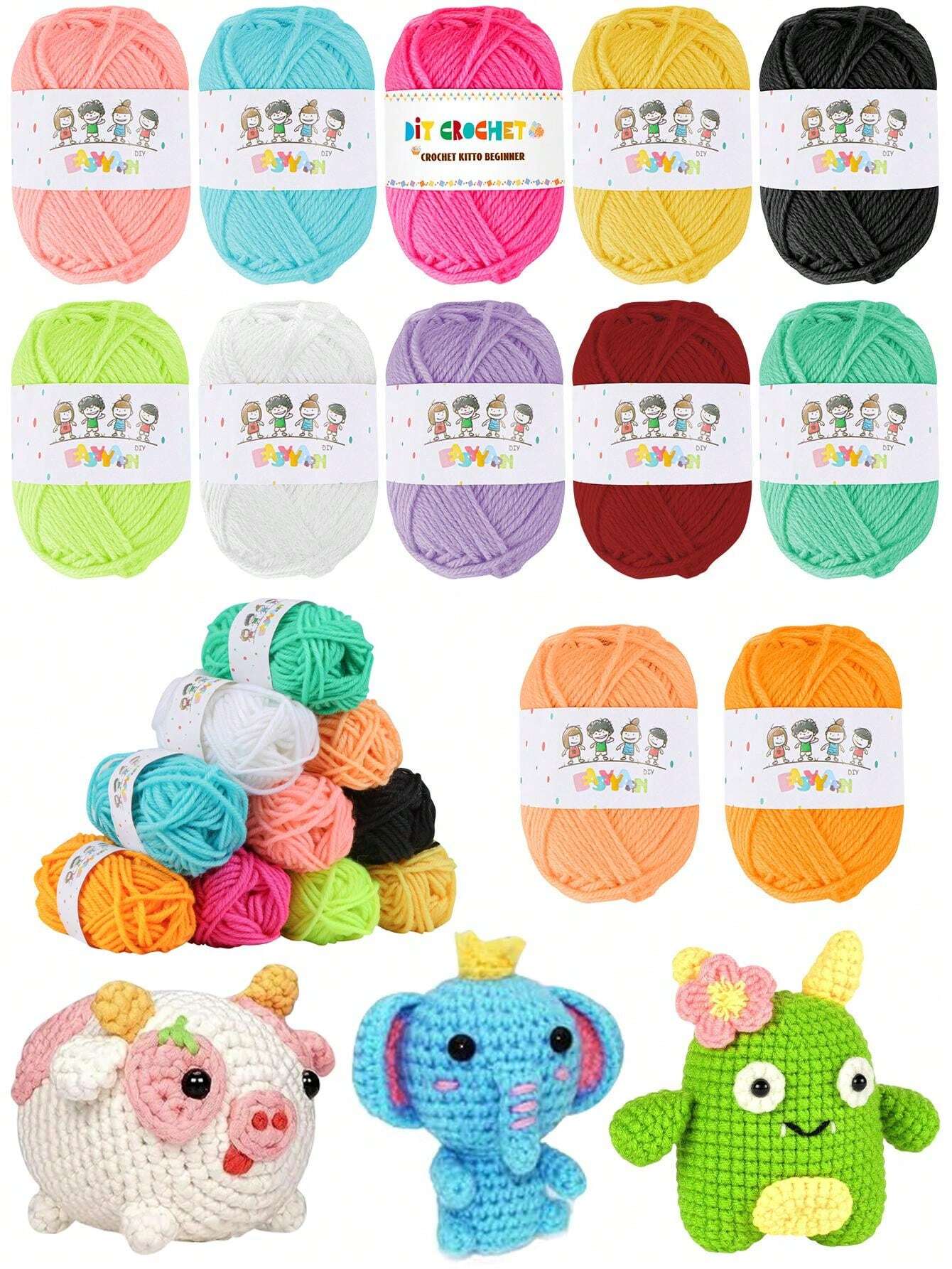 12 Colors DIY Knitting Yarn, For Handmade Creative Weaving Using Shiny ...