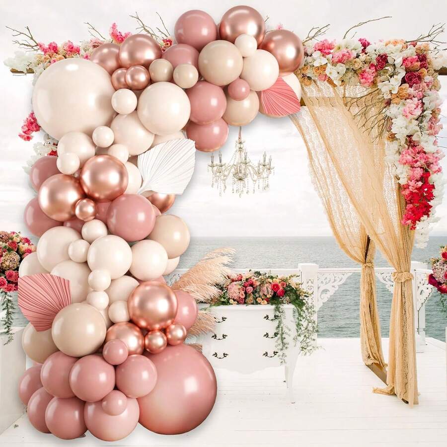 101pcs Blush Pink Balloon Arch Kit, Nude Balloon Garland With Rose Gold ...