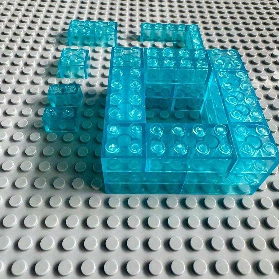 DIY Classic Building Blocks Parts Transparent Blue Clear Figures Bricks ...