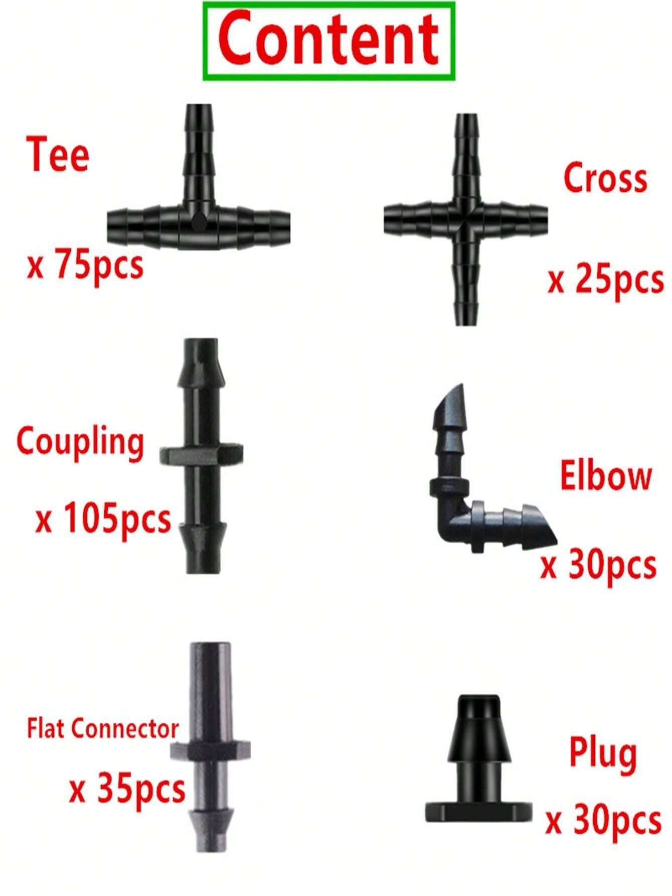 300pcs/Set 1/4inch Microtube Fittings Tee Elbow Cross Conector End Plug ...