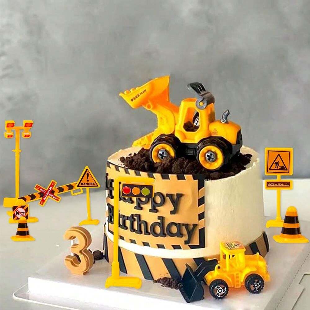 1set Roadblock Traffic Light Stop Traffic Sign Cake Decoration Toppers ...