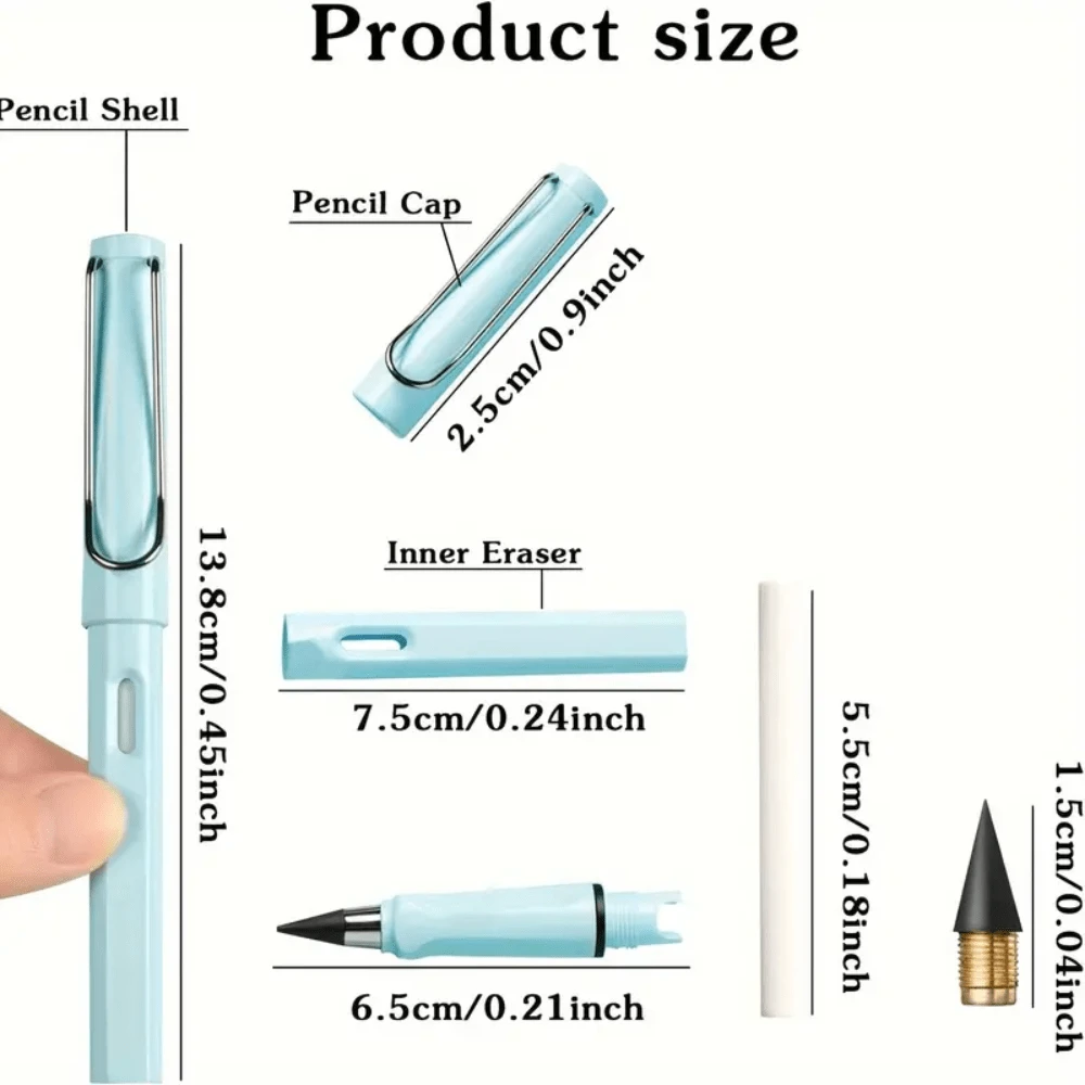 12 Colors Forever Pencil With Erase - Long Lasting Writing Infinity ...