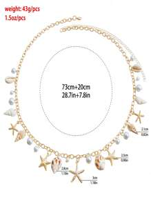 Bohemian Style Summer Beach Shell Waist Chain With Faux Pearl, Starfish ...
