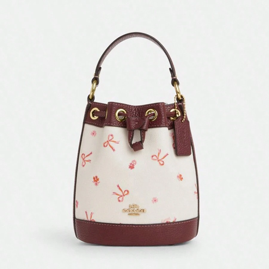 Coach Dempsey Drawstring Bucket Bag, Signature Canvas Bow Print, Women ...