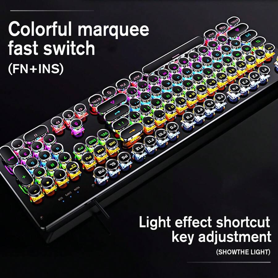 Basaltech Typewriter Keyboard, Mechanical Keyboard With LED Backlight ...