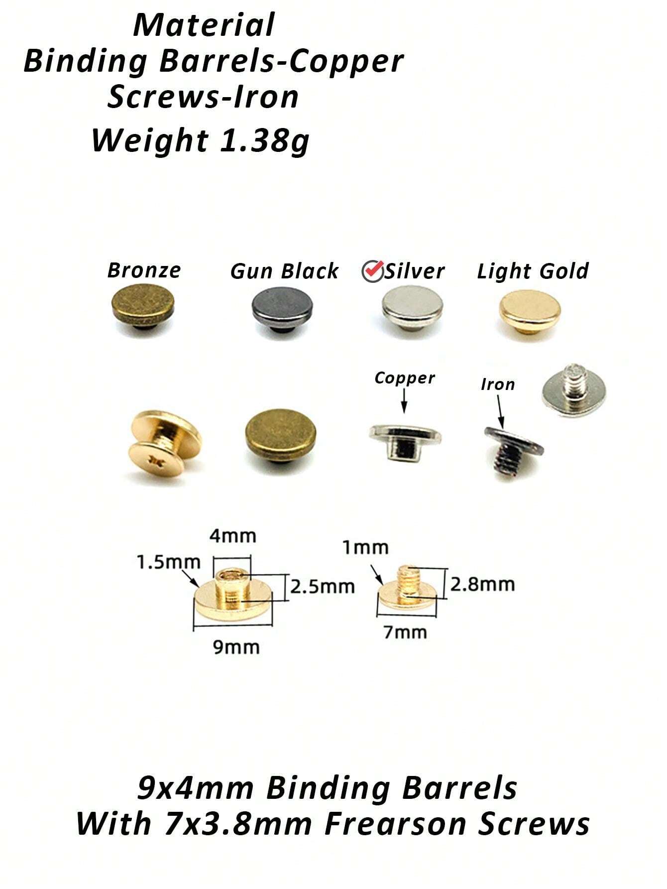 10Sets Copper Flat Stationery Rivets With Slotted/Frearson Head Screws ...