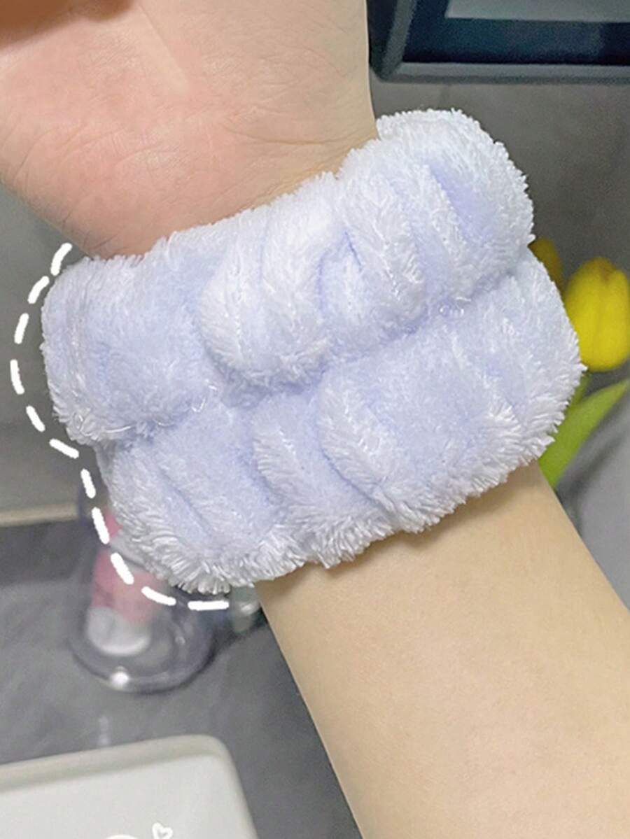 Random Color Plush Wristband (1/3/8pcs) For Washing Face, Anti-Water ...
