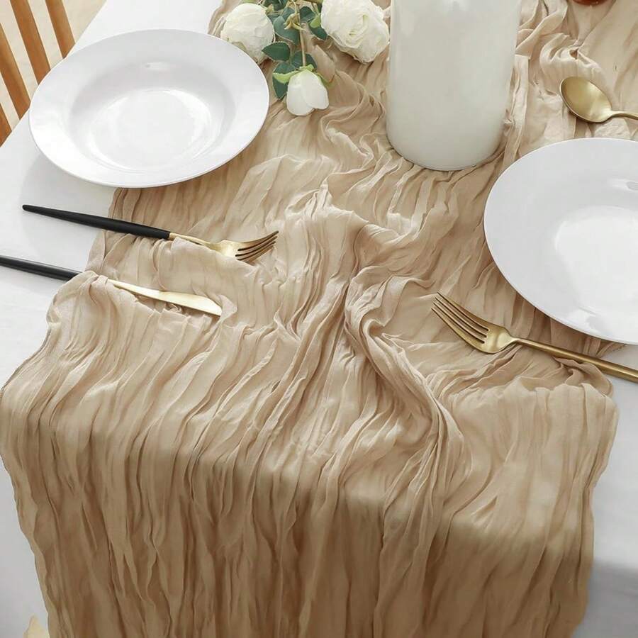 12 Pack 10 Ft Tan Beige Cheesecloth Table Runner Gauze Table Runners ...