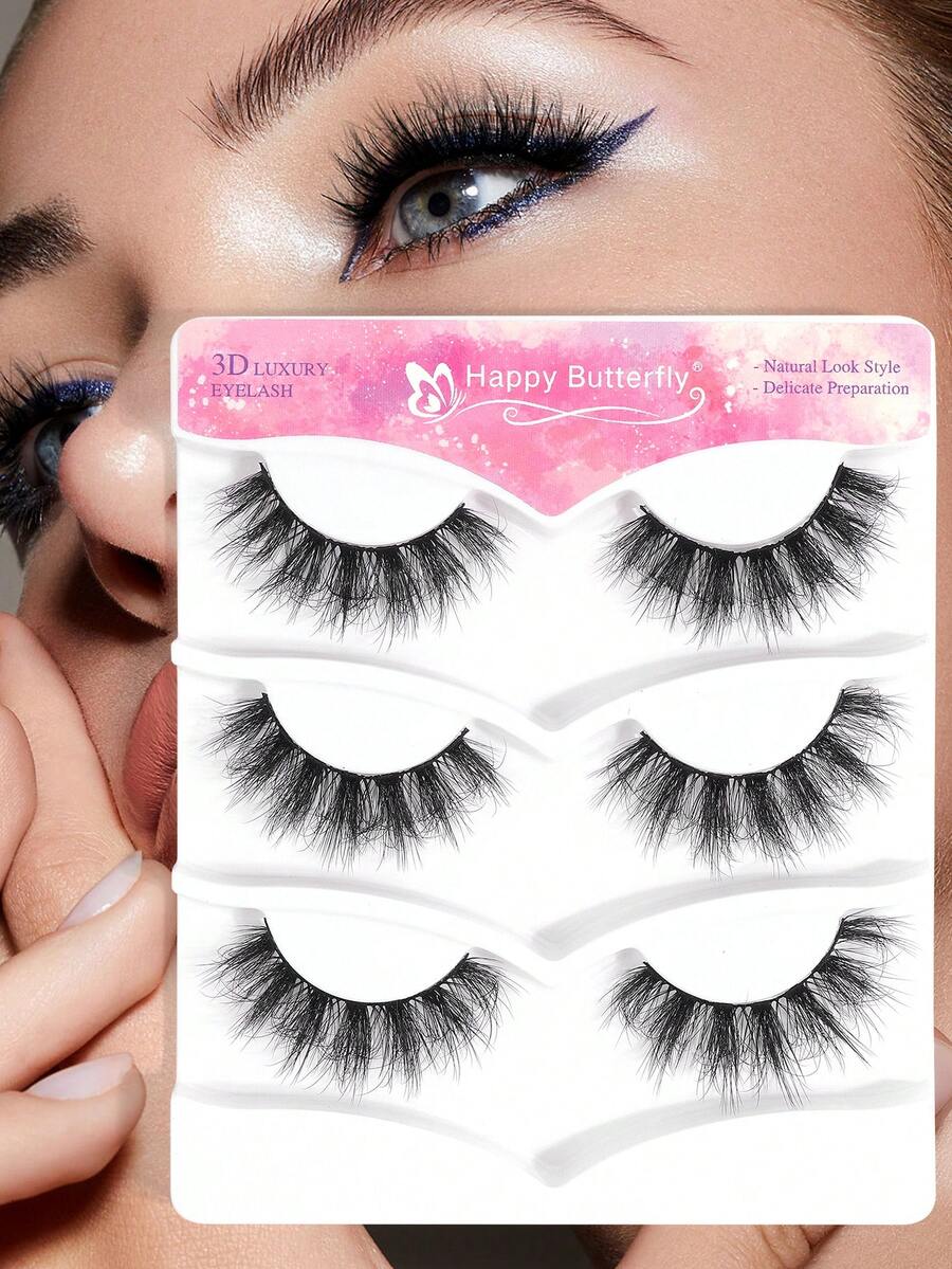 3對8d蓬鬆假睫毛仿貂毛增量型睫毛擴展dd捲瞳貓眼睫毛漫畫動畫睫毛，適用於日常、派對、初學者友好型校學生化妝工具，美容必備丨 Shein香港
