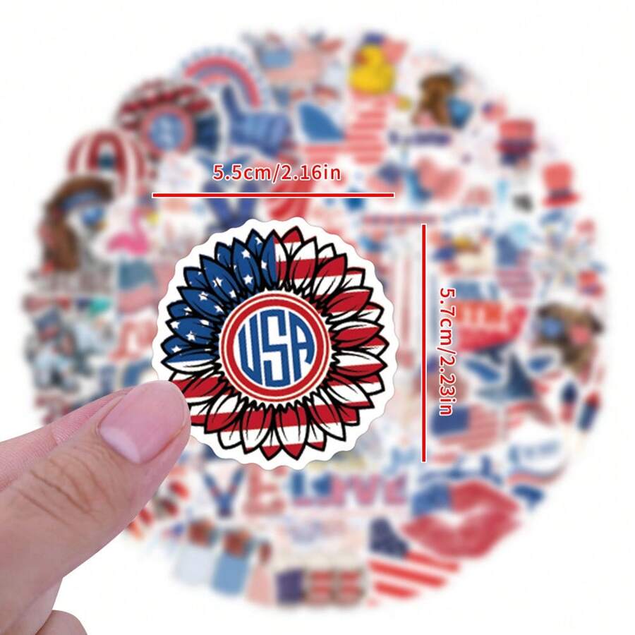 55pcs/Pack Independence Day American Graffiti Stickers, Cute Kawaii ...