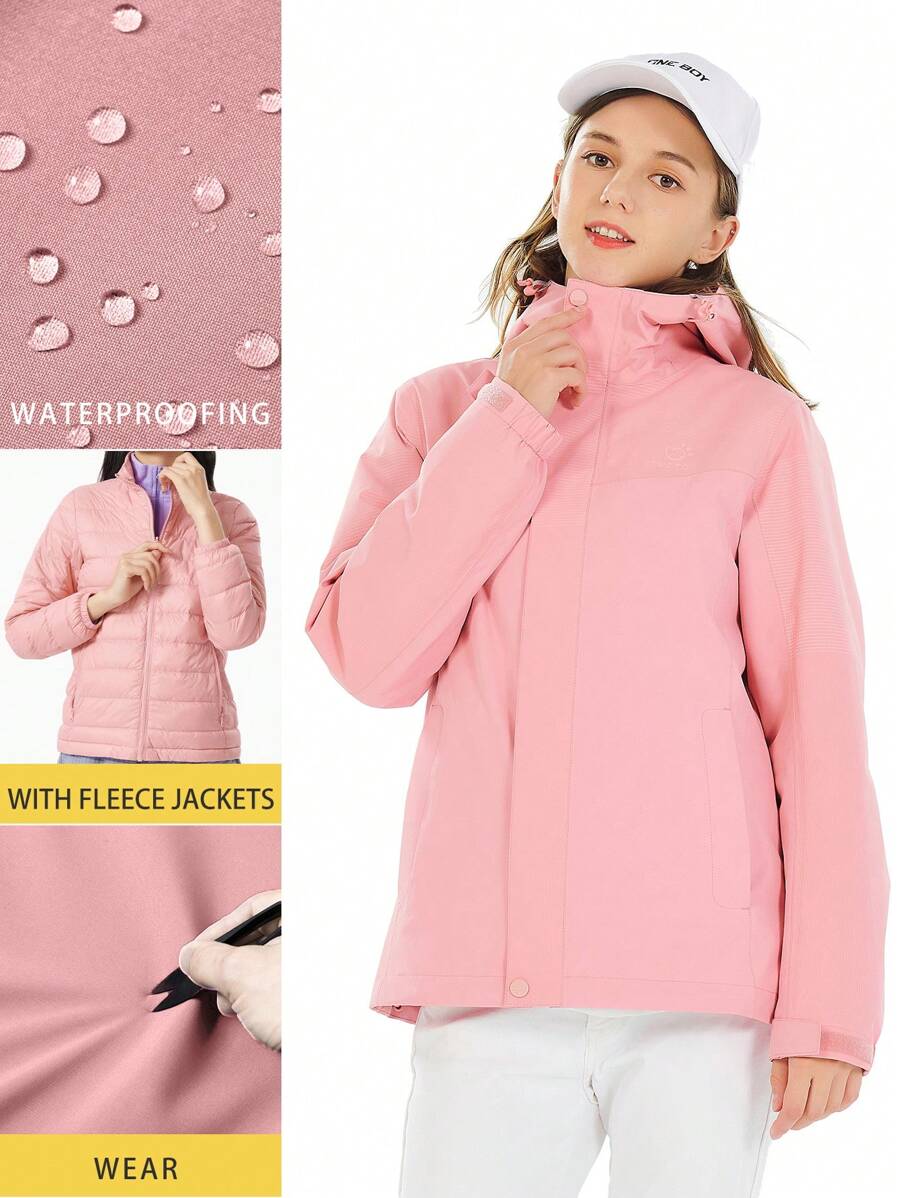TECTOP Women Jackets Hooded Raincoat Waterproof With Down Jacket Warm ...