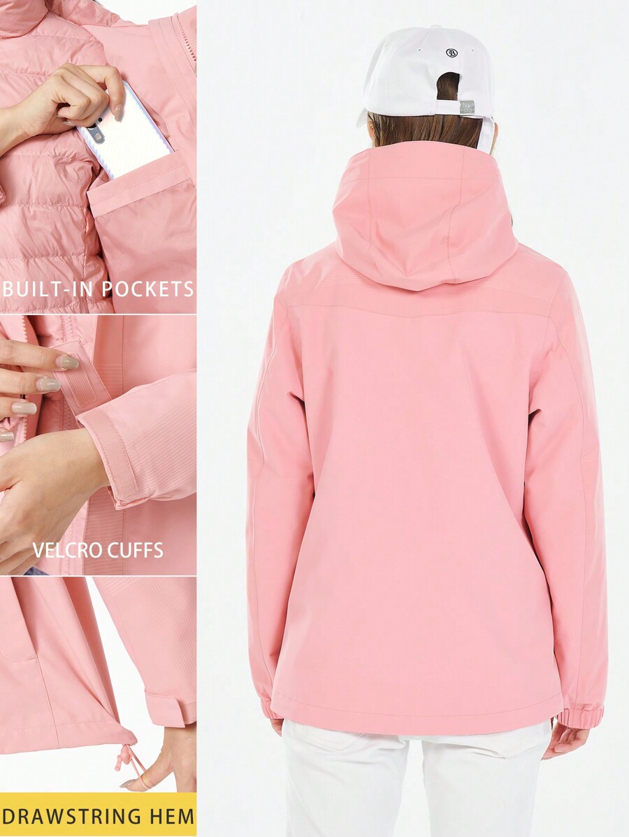 TECTOP Women Jackets Hooded Raincoat Waterproof With Down Jacket Warm ...