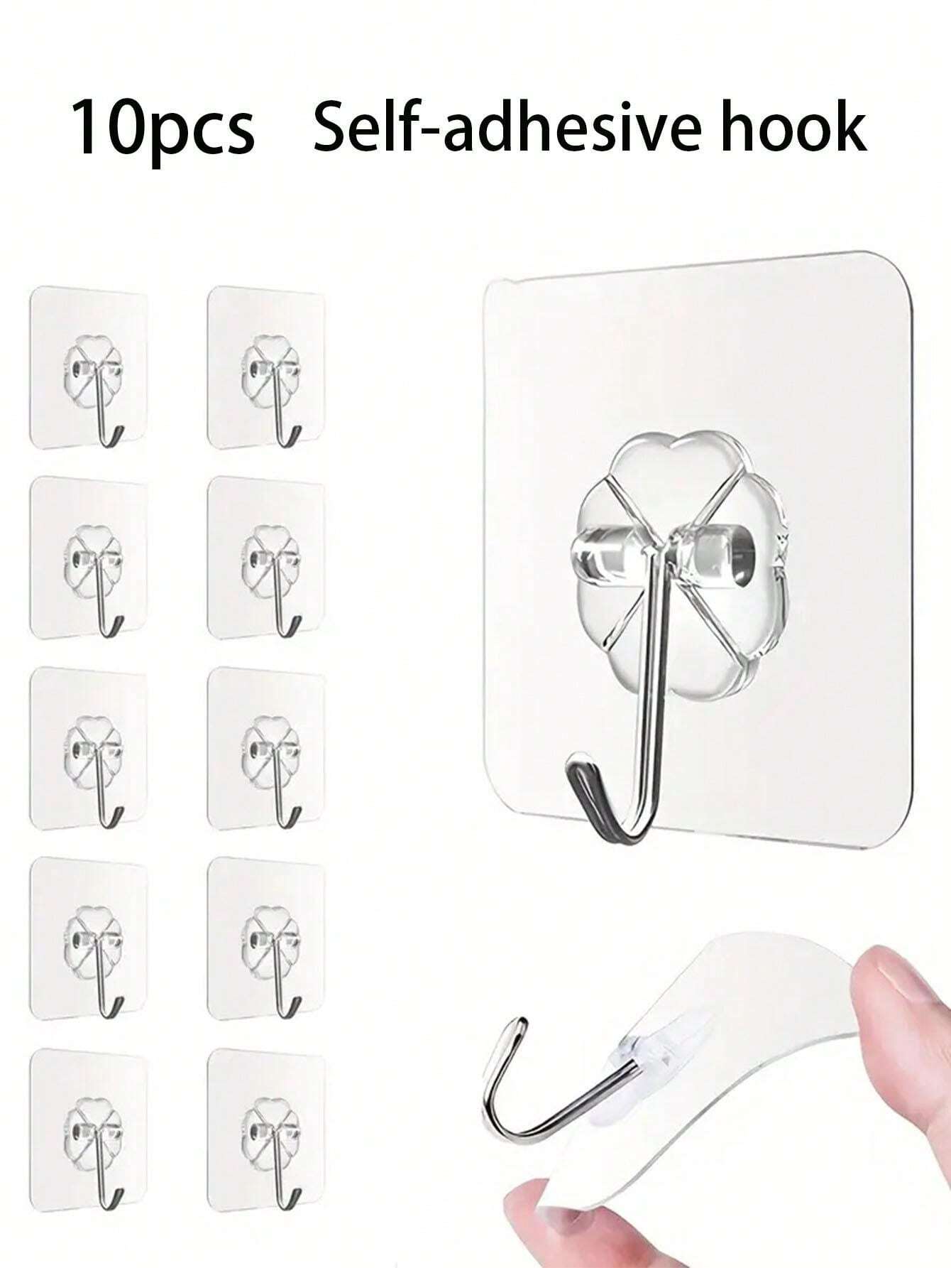 5/10pcs Reusable Adhesive Hooks - No Drilling Required, Multi ...