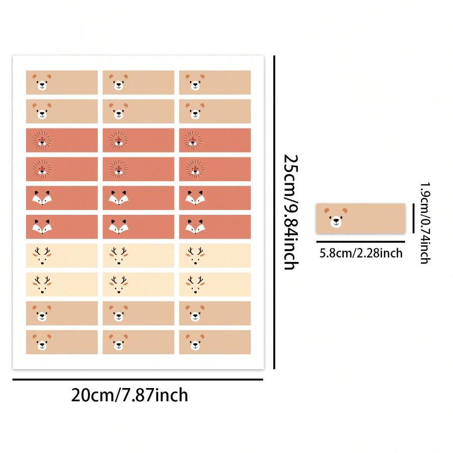 10 Sheets Animal Name Tags Stickers, Self Adhesive Jungle Animals ...