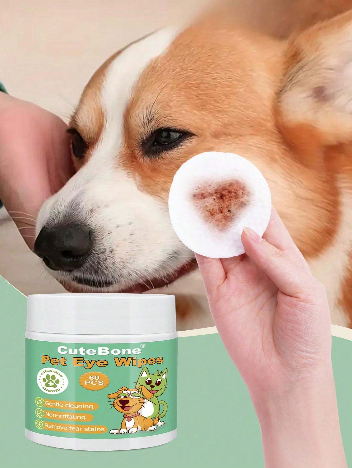 60 Pet Wipes For Removing Tear Stains From Dogs And Cats, Wiping Eye ...