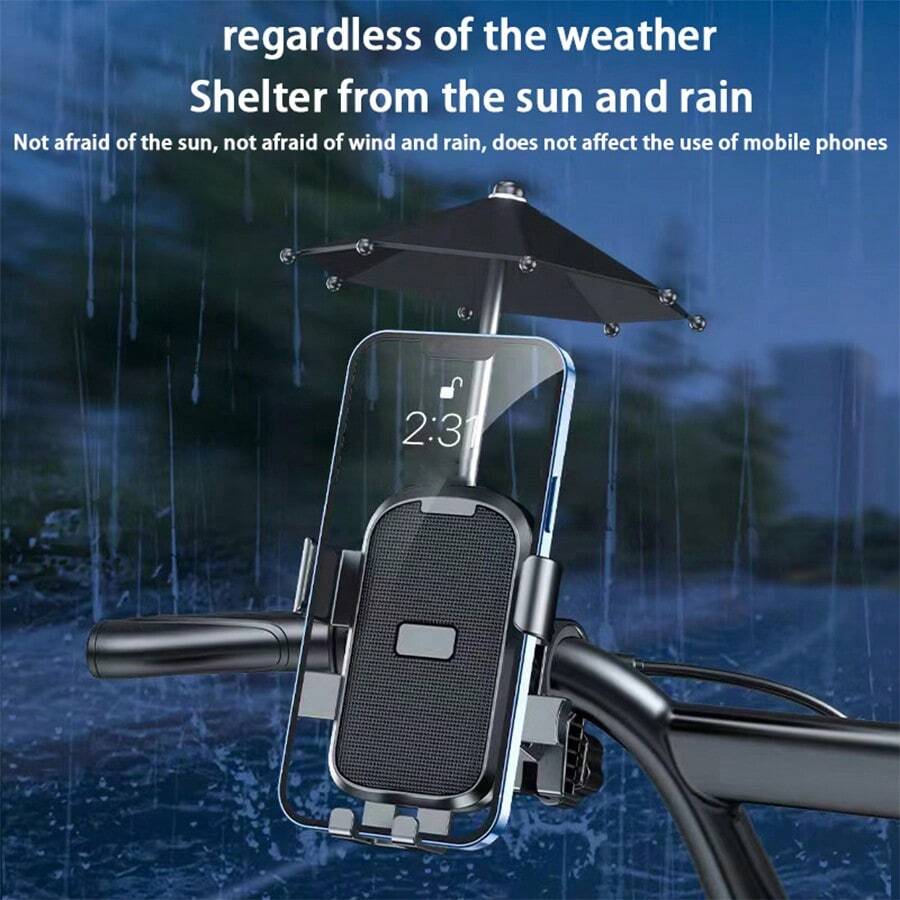 Electric Bike Handlebar Holder With Small Umbrella, Rain & Shock Proof ...