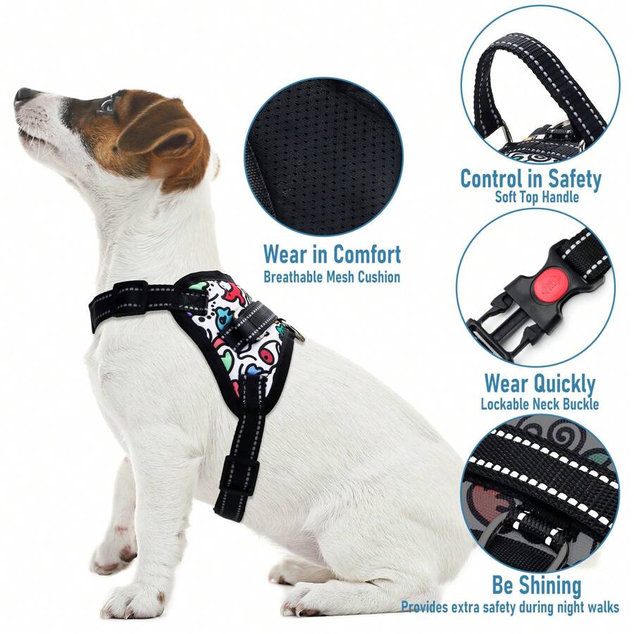 Pet Handle Harness For Medium Large Dogs Adjustable Reflective Pet Harness For Small Dogs Front ...