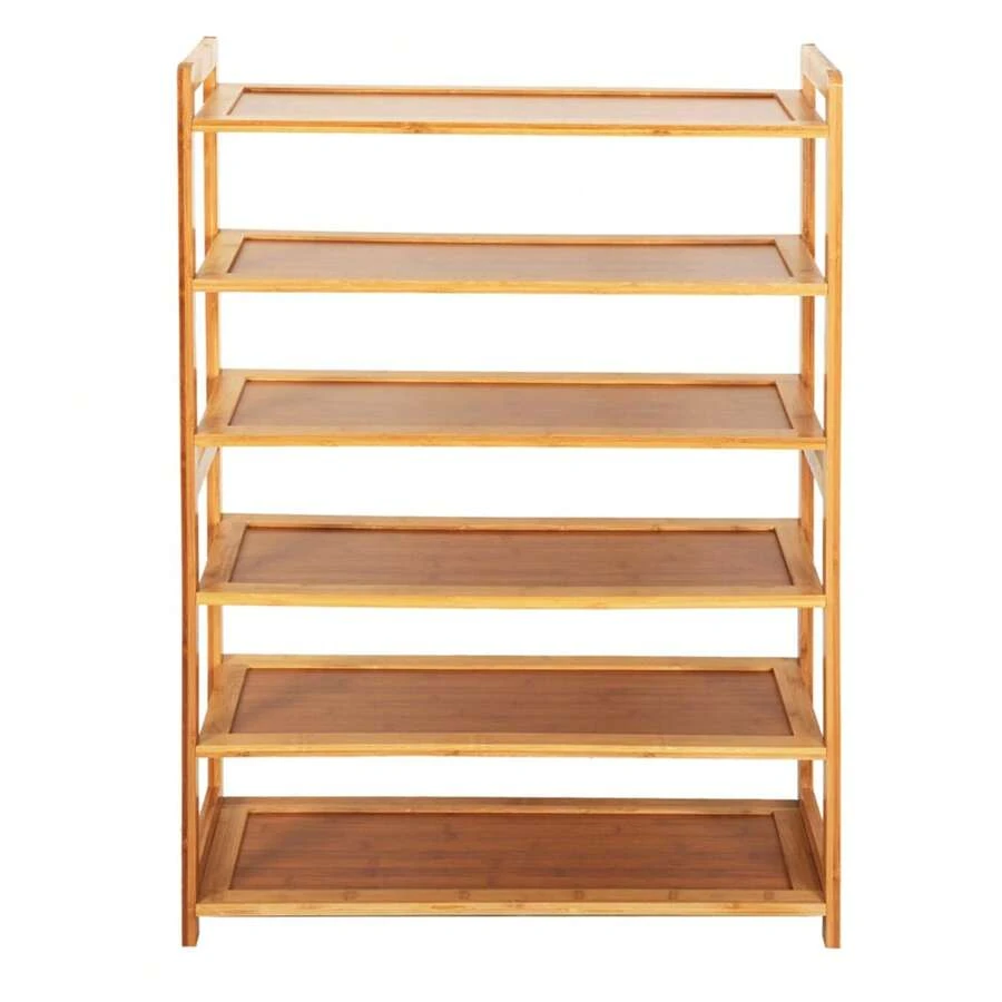 Simple Shoe Rack Storage -Concise Rectangle 6 Tiers Bamboo Shoe Rack ...