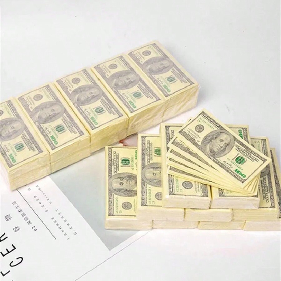 Simulation Dollar Print Paper Towels Raw Wood Pulp Portable Disposable ...
